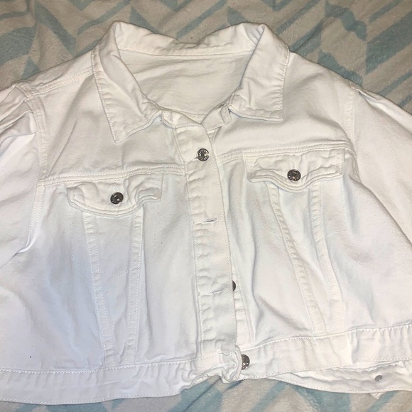 SHEIN | Jackets & Coats | Solid White Short Sleeve Denim Jacket | Poshmark